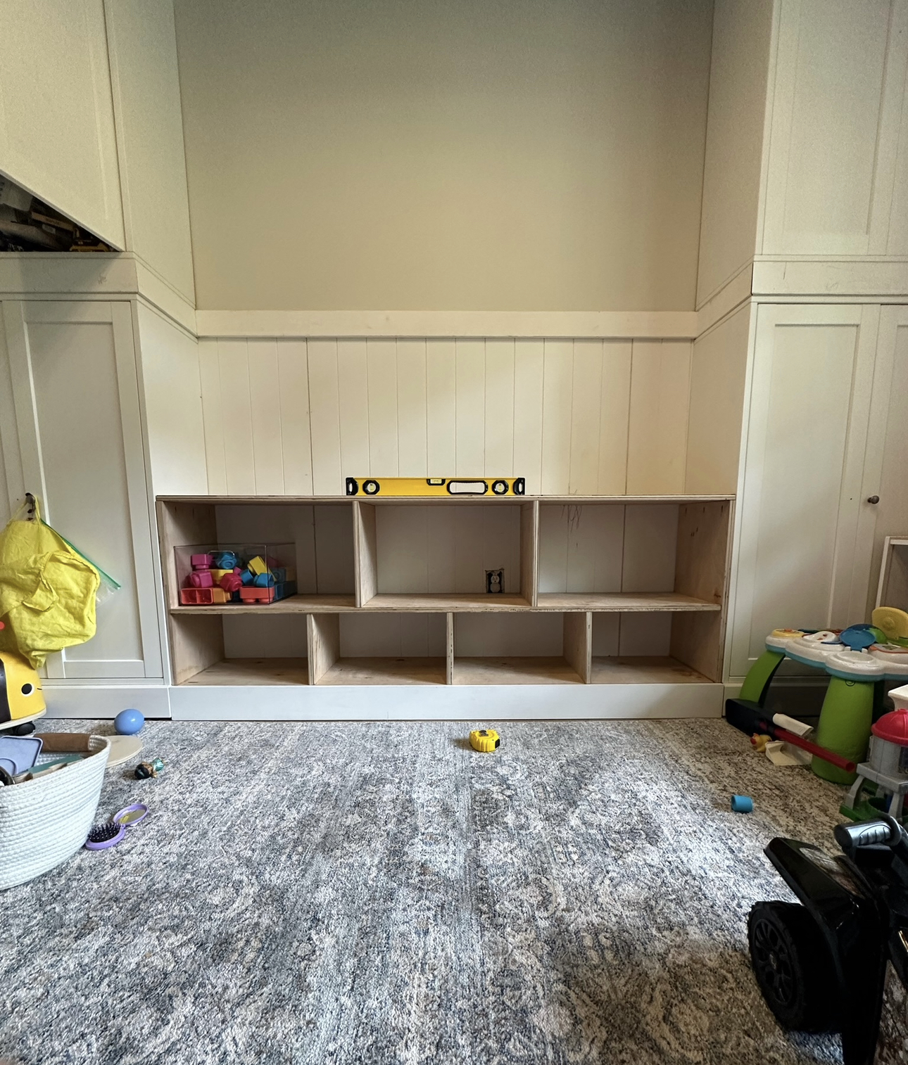 Playroom Ikea Havsta built-in hack - Living On One Percent